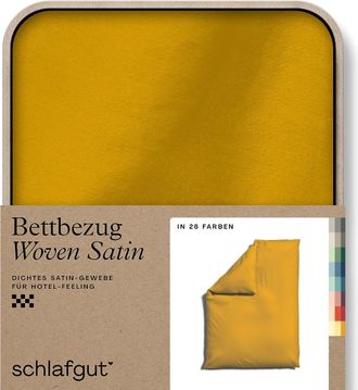 Schlafgut Woven Satin Bettwäsche 155x220cm Bettdecke Bezug einzeln, Yellow Deep Uni in Hotelqualität mit 100% Baumwolle