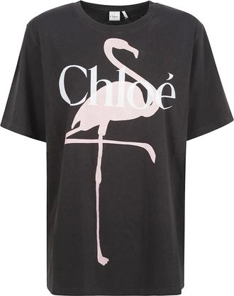 Chlo&eacute; T-shirt ample &agrave; col rond - Femme - Tops - Noir - Taille: 38 FR