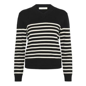 Inwear Pull classique col en V Noir/Blanc - Femme - Pulls - Noir - Taille: 40 FR