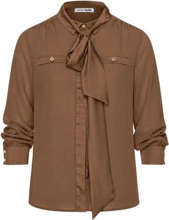 Fracomina Hemdbluse mit Schleife - - Blouses & Shirts - Damen - Braun - M