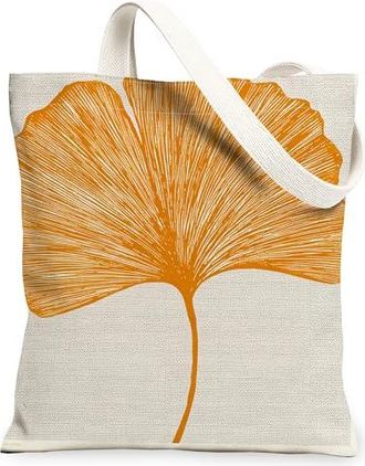 Generic Sacs fourre-tout en toile de feuille de ginkgo dautomne, motif floral, r&eacute;utilisables, l&eacute;gers, lavables et respectueux de lenvironnement pour les voyag