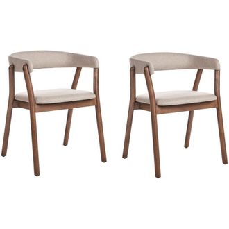 Beliani Esszimmerstuhl 2er Set MYLO Stoff Dunkelbraun / Beige
