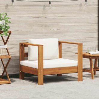 vidaXL Vidaxl - Chaise de jardin avec coussin Cr&egrave;me Bois dacacia solide