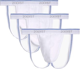 2(x)ist )ist)IST Herren Jock Strap Baumwolle Stretch 3er Pack, Weiß/Weiß/Weiß, Medium