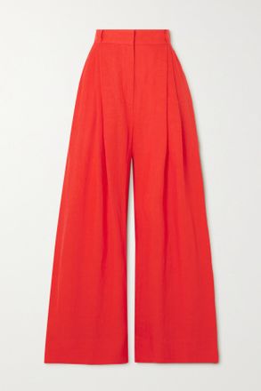 Three Graces London Pantalon Large En Lin &Agrave; Plis Molly - Rouge