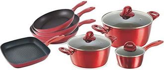 Galileo Casa 5903429 Rouge Schlagzeug, 10 Stück, aus geschmiedetem Aluminium, Induktion, Außenmaterial: Metallic