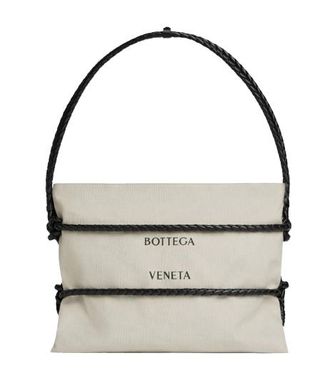 Bottega Veneta Intrecciato Leather Trim Canvas Bag