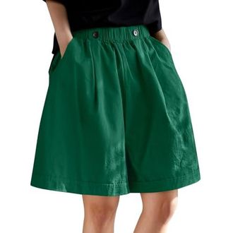 Generic Short d&eacute;t&eacute; l&eacute;ger pour Femme - Bermuda - Coupe Droite - en Mousseline - avec Poches - Taille &eacute;lastique - D&eacute;contract&eacute; - Longueur Genou - pour lext&eacute;rieur