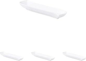 Dajar AMBITION Servierschale lang Welle/Kubiko 23 x 5,5 cm Porzellanschale Olivenschale Design Schale S-Form Dipschale Frühstücksschale Porzellan weiß (Pack
