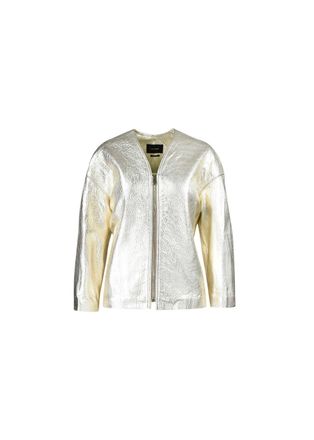 Isabel Marant Metallic gold leather collarless jacket Size M