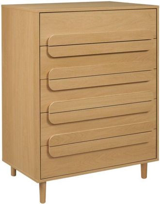 Sweeek Commode vintage d&eacute;cor bois de ch&ecirc;ne 5 tiroirs - L 80 x P 40 x H 113cm - Juliana