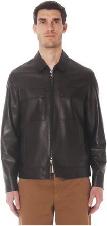 The Jack Leathers Homme, Vestes, Brun, Taille: L Giubbino pelle doppia tasca sul davanti