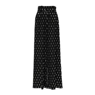 Dolce & Gabbana Kristallverzierte Weite Beinhose - - Trousers - Damen - Schwarzk - S