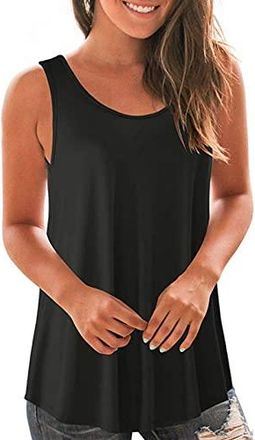 Generic D&eacute;bardeur pour femme en coton ample - Gilet d&eacute;t&eacute; pour femme - L&eacute;ger - Grandes tailles - T-shirt ample - Gilet col rond - D&eacute;bardeur long sans manches -