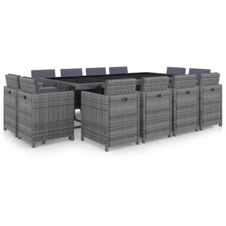 vidaXL Ensemble &agrave; manger dext&eacute;rieur 13 pcs coussins rotin anthracite Vidaxl