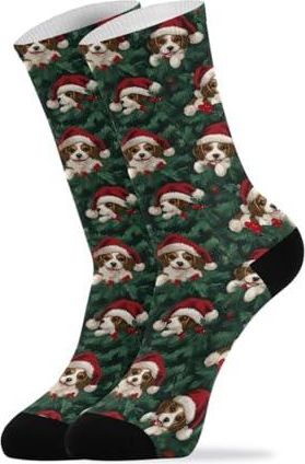 Generic Chiens Mignons De No&euml;l Chaussettes Mi-Mollet Fantaisie Chaussettes Confortable Chausettes 40Cm Pour Travail Entra&icirc;nements Homme