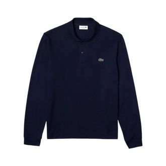 Lacoste Lang&auml;rmeliges Poloshirt mit Knopfleiste und Rundhalsausschnitt - - Tops - Herren - Blau - L