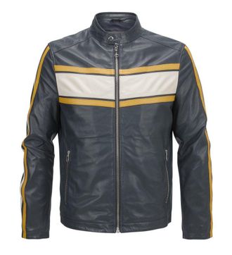 Milestone Lederjacke MSLambert Racing Jacke im Retro Design aus Lammleder
