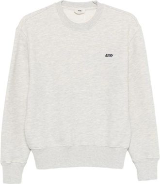 Autry Femme, Sweatshirts et sweats &agrave; capuche, Gris, Taille: 38 FR SweaT-shirt &agrave; col rond avec logo brod&eacute;