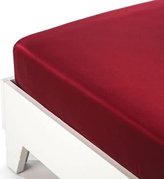 Caleffi Satin Bettlaken aus Baumwollsatin, Bordeaux, Doppelbett, 63106