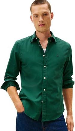 Tommy Hilfiger Chemise Homme Flex Poplin Micro Gingham Regular Fit, Vert (Ornamental Green/Check), L