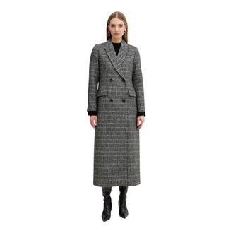Twinset Femme, Manteaux, Gris, Taille: 40 FR Manteau droit &agrave; double boutonnage &agrave; chevrons