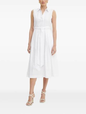 Silvian Heach robe-chemise ceintur&eacute;e &agrave; plastron pliss&eacute; - Blanc