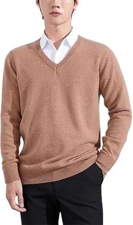 Generic Pull classique en cachemire &agrave; col en V pour homme - Pull fin et solide en tricot &agrave; manches longues, 999, L