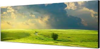Paul Sinus Art Sinus Art Wandbild 150x50cm Sommerlandschaft Wiese Wolken Feldweg