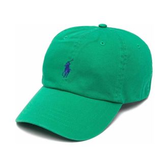 Polo Ralph Lauren Homme, Accessoires, Vert, Taille: ONE Size Chapeau en Coton Vert avec Logo Brod&eacute;