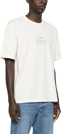 Stone Island Homme, Tops, Blanc, Taille: S Patch Logo T-shirt