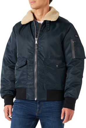 Schott NYC Oharars Unisex Bomber, Navy/Beige, XX-Large