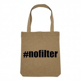 Fabulous Sac Shopping Tote Bag Aspect Lin - Hashtag No Filter Pas de Filtre Humour Meme - Sac de Courses Toile Epaisse 360g Beige Naturel Cabas Port&eacute; Epaule So