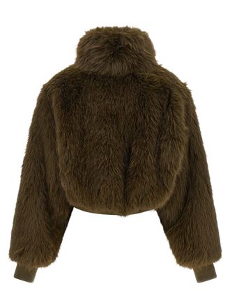 Pinko Faux Fur Bomber Jacket - Olive