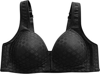 Generic 2026 Soutien-gorge pour femme avec boutons sur le devant, grande taille, poitrine fine et fronc&eacute;e sans bande en acier, Noir, 70