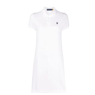 Polo Ralph Lauren Robe polo en maille de coton - Femme - Robes - Blanc - Taille: 40 FR