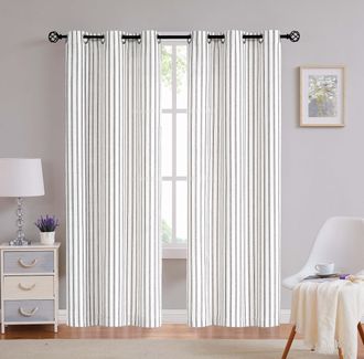 Randall Halbtransparente Vorhangpaneele aus Leinen, gestreift, f&uuml;r Wohnzimmer, Bauernhaus, rustikal, zeitgen&ouml;ssisch, Fensterbehandlungsvorh&auml;nge-Sets, 101,6 x 