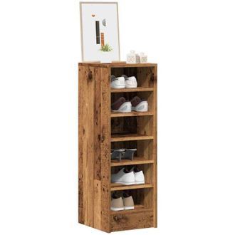 vidaXL vidaXL Armoire &agrave; chaussures vieux bois 32x35x92 cm bois ding&eacute;nierie