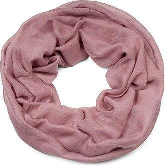 styleBREAKER Echarpe femme loop avec flocons de neige scintillants imprim&eacute;s, &eacute;charpe tube douce unie, foulard 01017064, couleur:Vieux rose