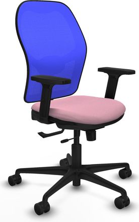 Piqueras y Crespo Gepolsterter Schreibtischstuhl mit 2D-Armlehnen, h&ouml;henverstellbare Lendenwirbelst&uuml;tze, ausgestattet mit Syncro/Traslack und Schaumstoff, Blau/Rosa