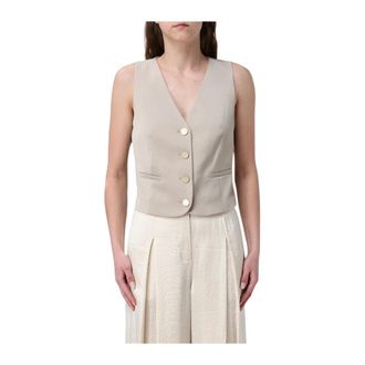 A|X Armani Exchange Gilet droit en cr&ecirc;pe - Femme - Vestes - Beige - Taille: 36 FR