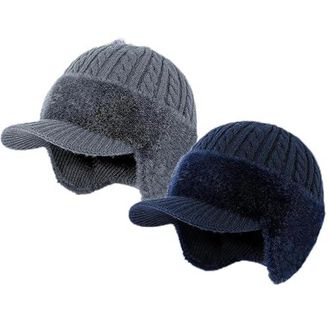 Generic Bonnet tricot&eacute; bloquant - Doublure en polaire chaude - Pour homme et femme - Tissu doux et respirant - Anti-humidit&eacute;, 2 pi&egrave;ces - E, Taille unique