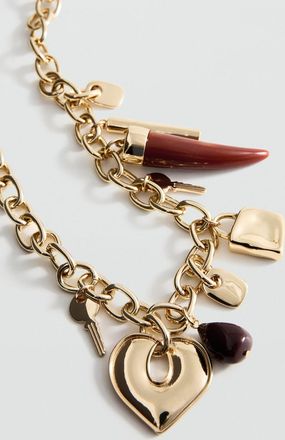 Mango Collier cha&icirc;ne pendentifs or - Femme - Taille unique - MANGO