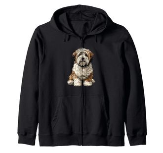 Whyitsme Design Rote und wei&szlig;e Havaneser-Hunde-Illustration Kapuzenjacke