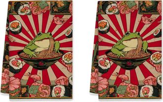 Generic Amphibian K&uuml;chent&uuml;cher, schick, zeitgen&ouml;ssisch, Sushi-Sch&uuml;ssel, Rot, zum Trocknen von Geschirr, Kochen, Essentials, 40,6 x 61 cm, 2 St&uuml;ck