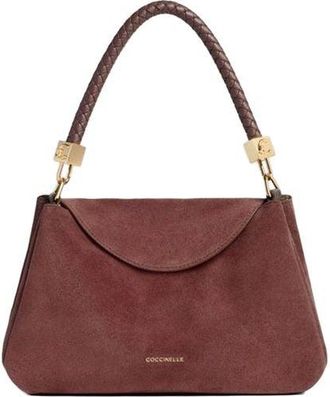 Coccinelle Womens Top Handle Bag Berry Bovine Split Suede Leather - Top-Handle-Bags