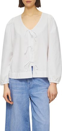 s.Oliver Verspielte Popeline-Bluse mit Schleifen und Puffärmeln