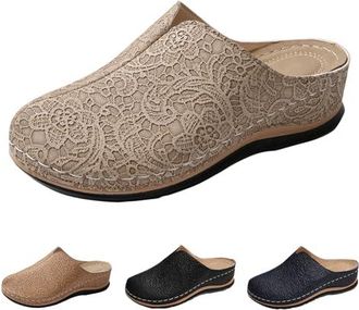 Generic Pantoufles pour femme - Style romain - Style romain - Style décontracté - En cuir souple - Légères - Rétro - Avec baskets orthopédiques - Bout rond - 