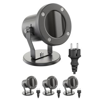 LEDs Com 4 St&uuml;ck Gartenstrahler MIBU f&uuml;r au&szlig;en, IP55, Stecker, anthrazit, 1x GU10 max. 15W