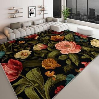 Generic Tapis pour Salon Antid&eacute;rapant 120 x 170 cm, Tapis Lavables &agrave; Poils Courts &Eacute;l&eacute;gant Charmant Floral Feuille pour Cuisine Salle &agrave; Manger Bureau et Chambr